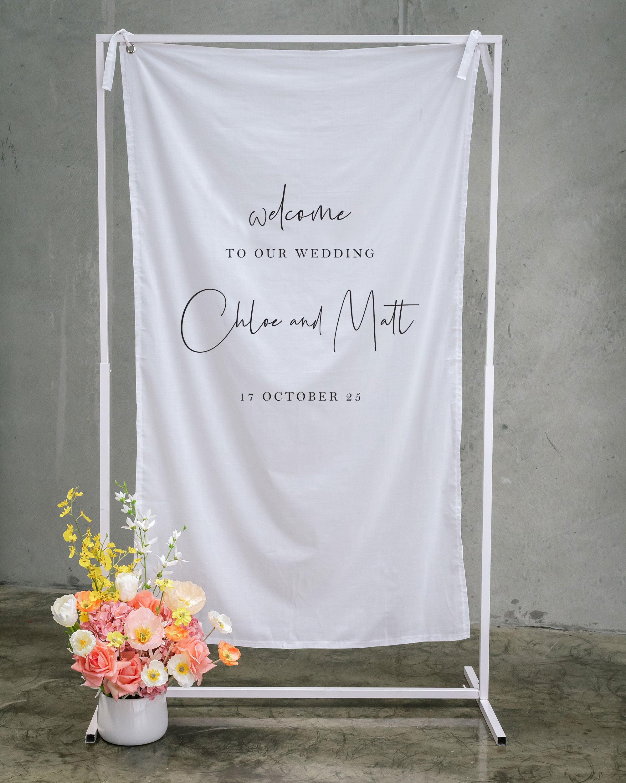 CHLOE Fabric Welcome Sign – Ivory & Ink Weddings