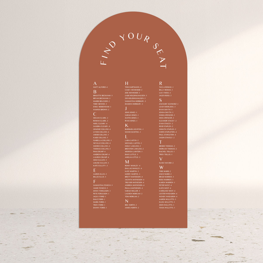 JANE Seating Chart – Ivory & Ink Weddings