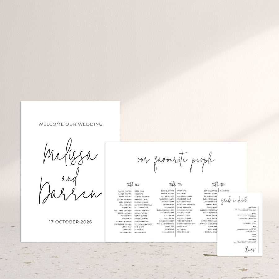 MELISSA 3 Sign Package – Ivory & Ink Weddings